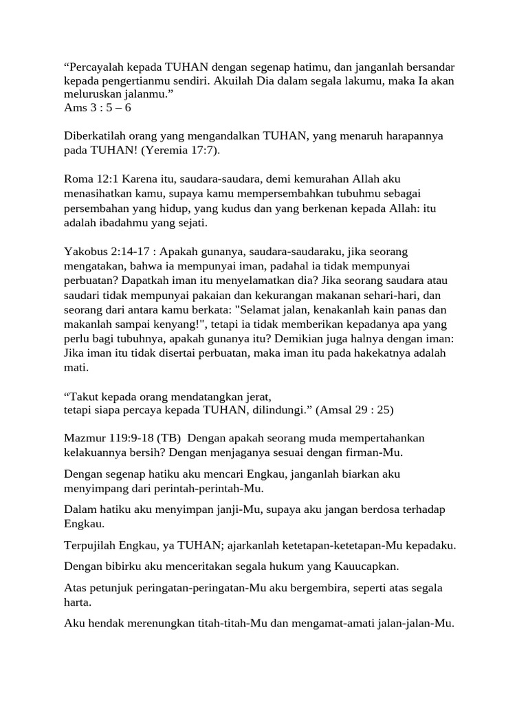 Percayalah Kepada TUHAN Dengan Segenap Hatimu | PDF