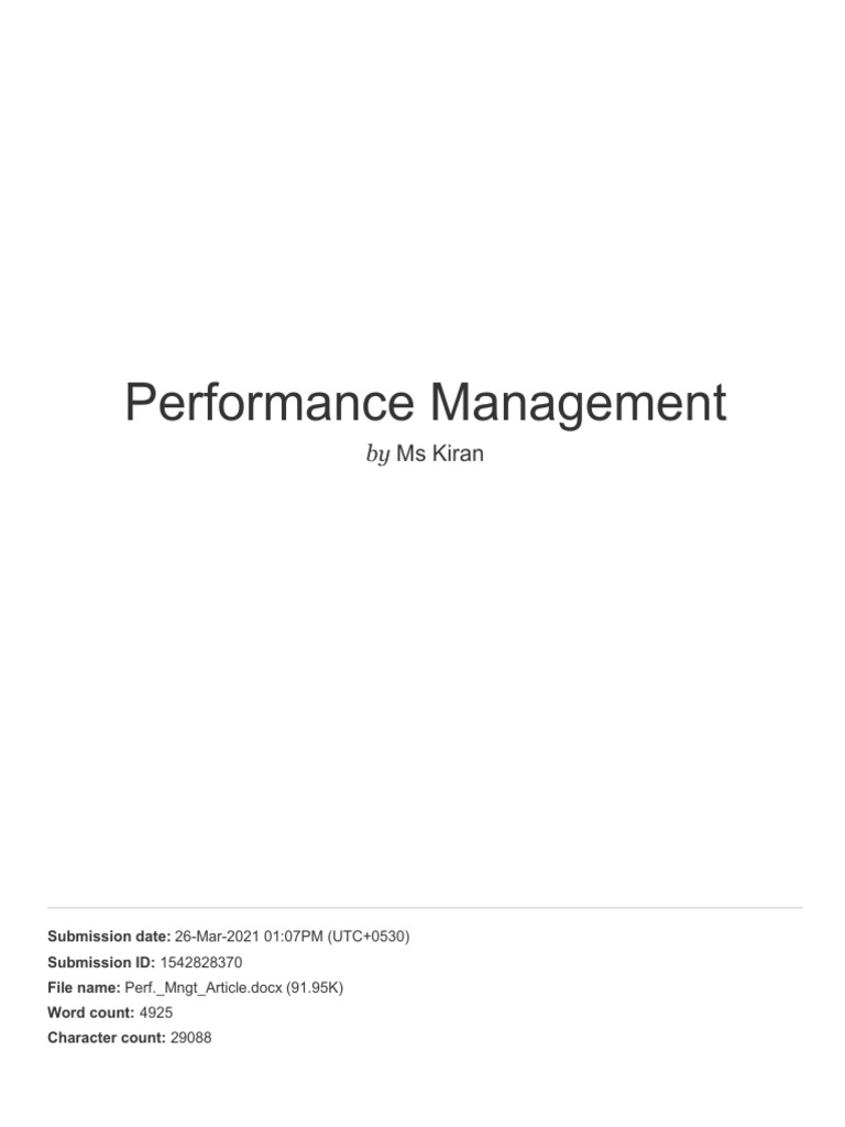 Performance Management | PDF