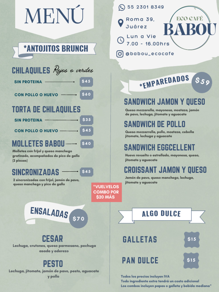 Menú Babou | PDF | Queso | Cocinando