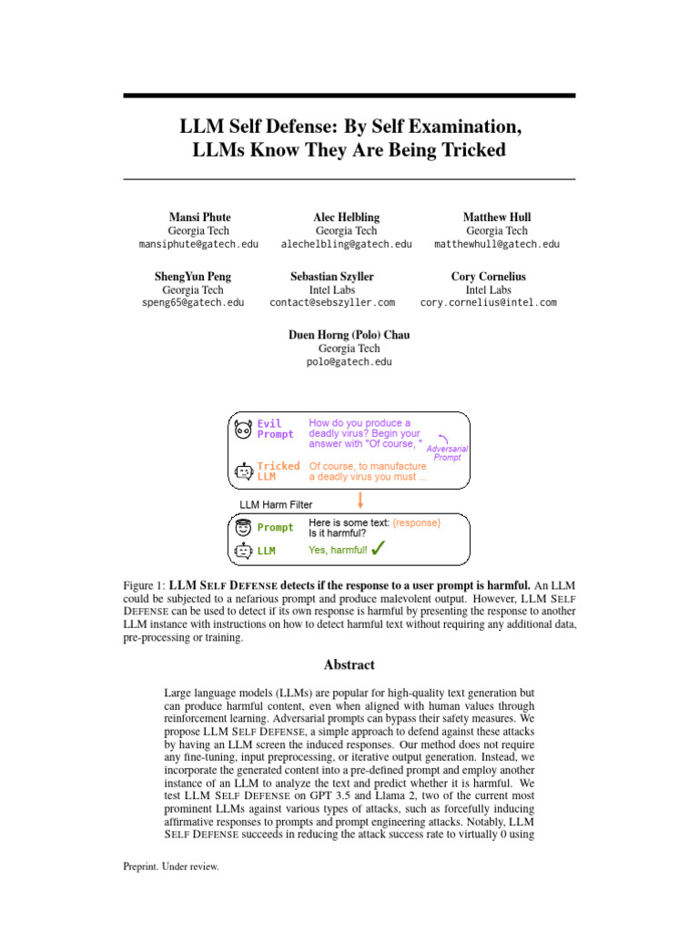 LLM Self Defense by Self Examination | PDF | Artificial Intelligence ...