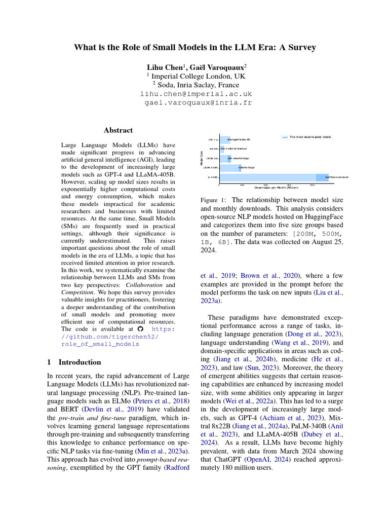 What Is The Role of Small Models in The LLM Era A Survey | PDF | Learning | Cognition