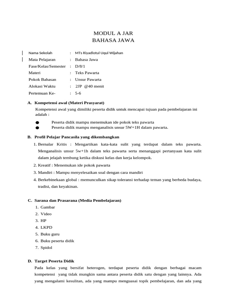 Unsur dan Etika Teks Pawarta | PDF | Karier & Perkembangan | Sains ...