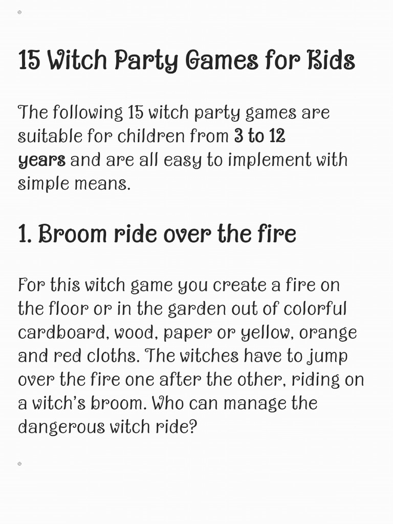 Witch Party Games Kids Friendly | PDF