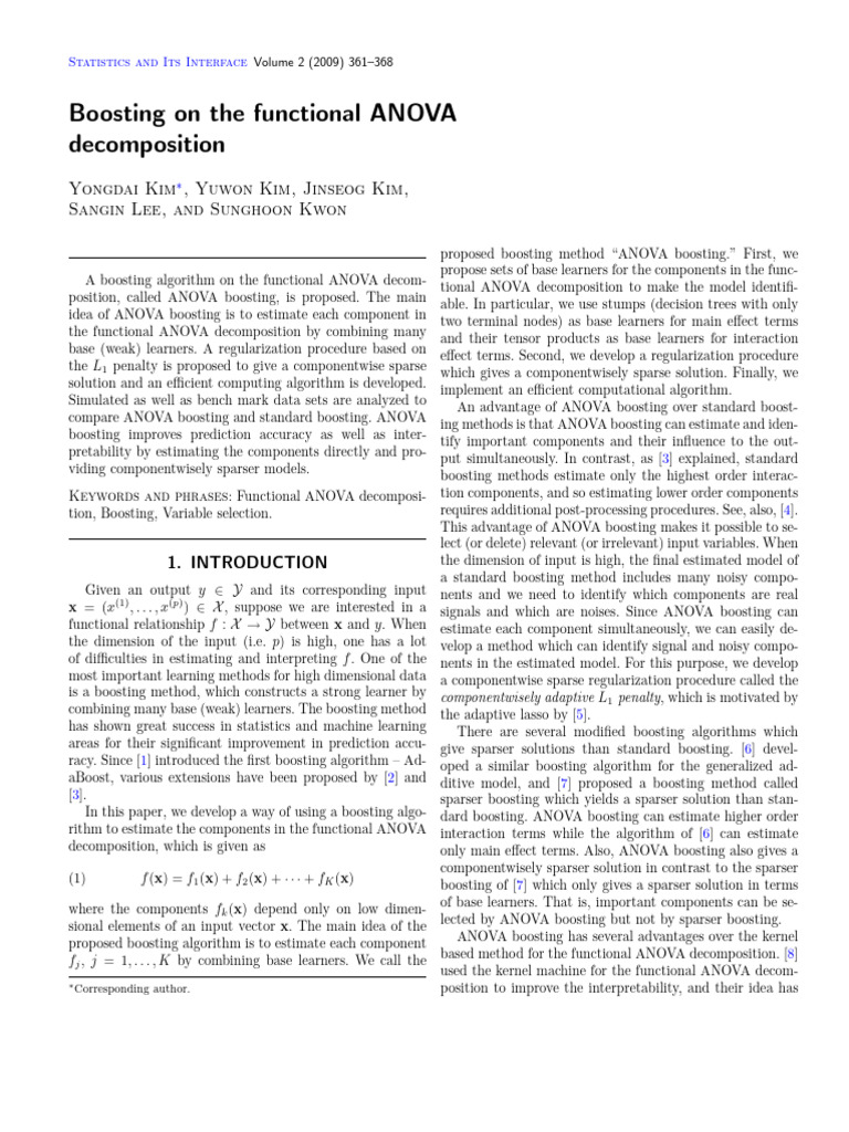 Boosting On The Functional ANOVA Decomposition | PDF | Analysis Of Variance | Statistical Analysis