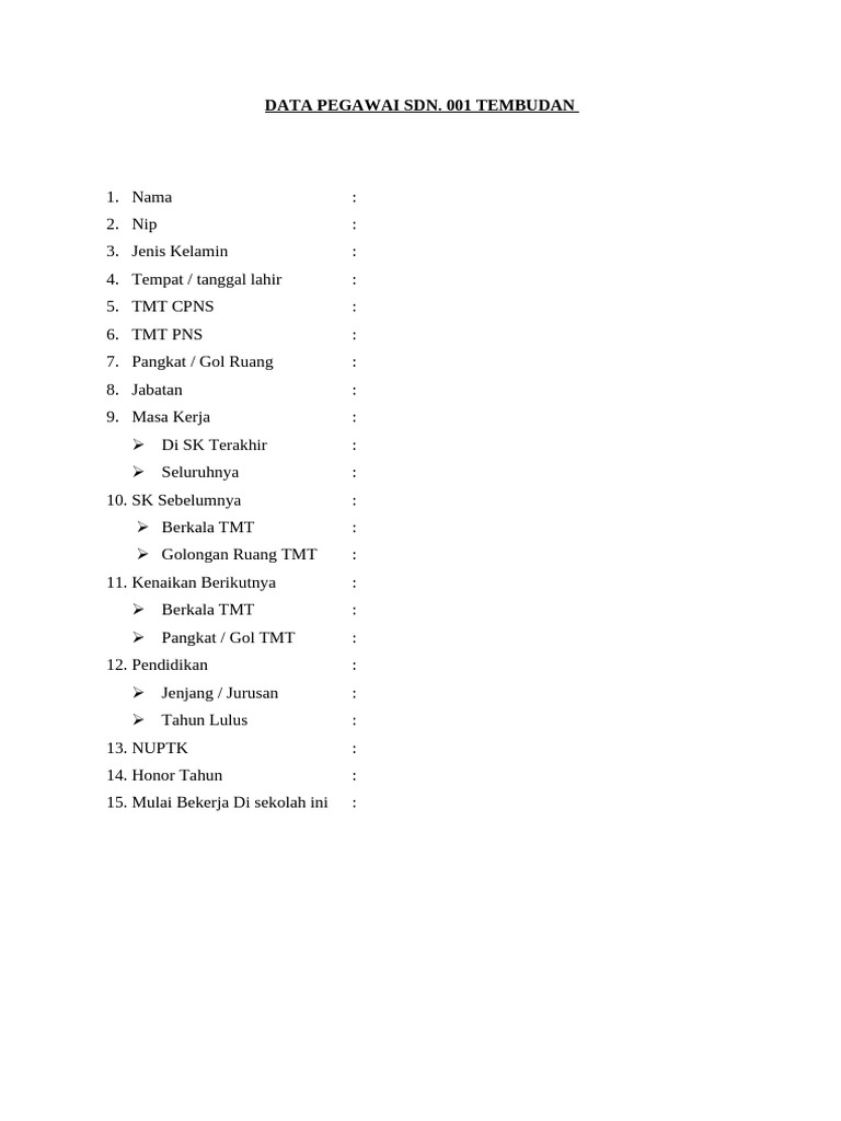 Data Pegawai SDN | PDF