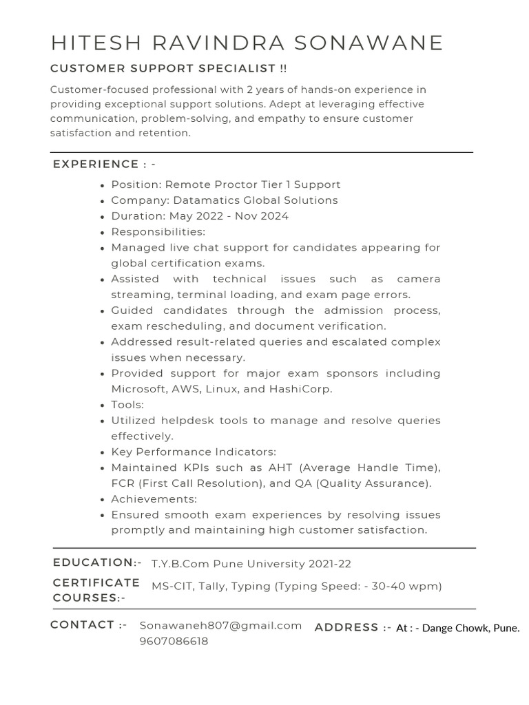 Hitesh CV | PDF | Business