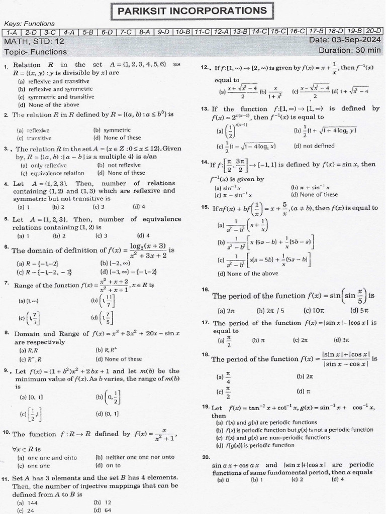 Functions DPP 2 | PDF