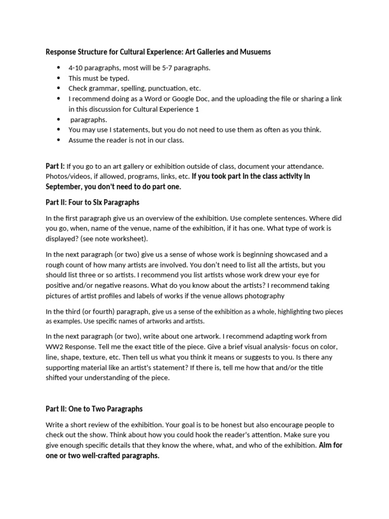 Cultural Experience Response Art Gallery | PDF | Foreign Language ...
