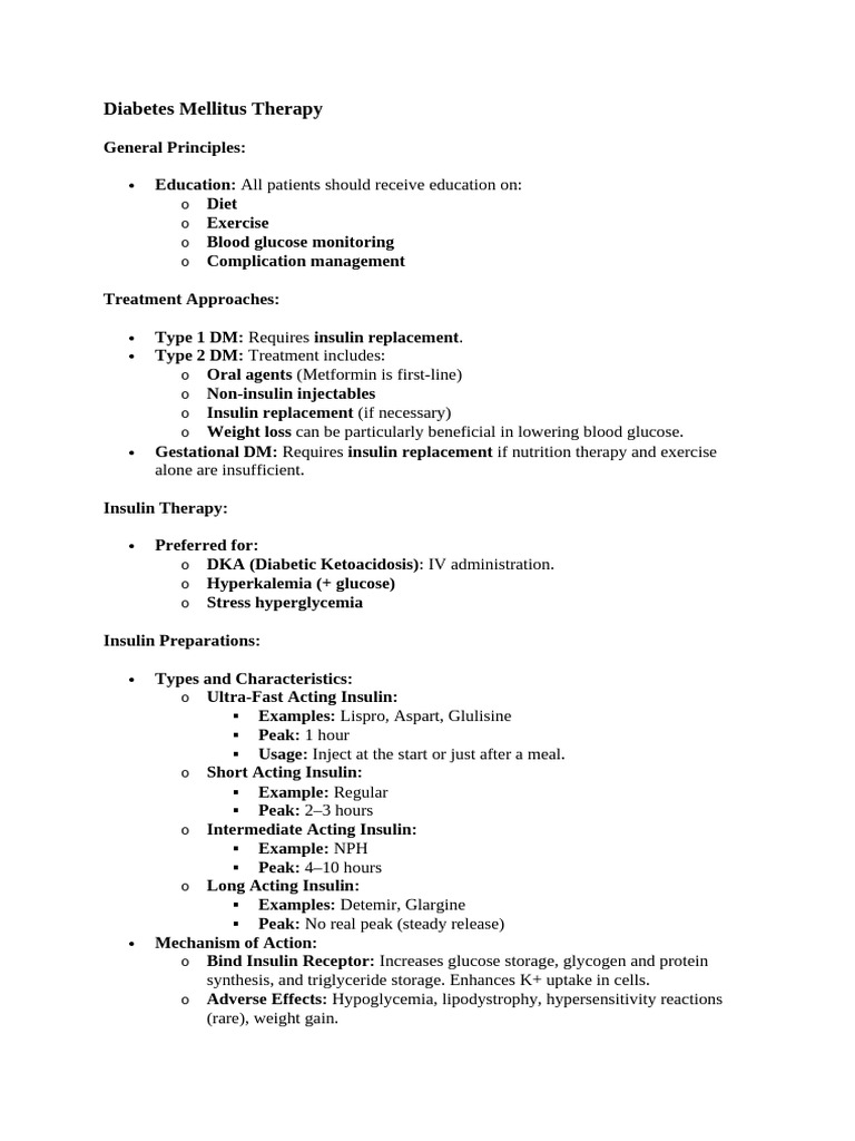 Diabetes Mellitus Therapy | PDF | Insulin | Diabetes