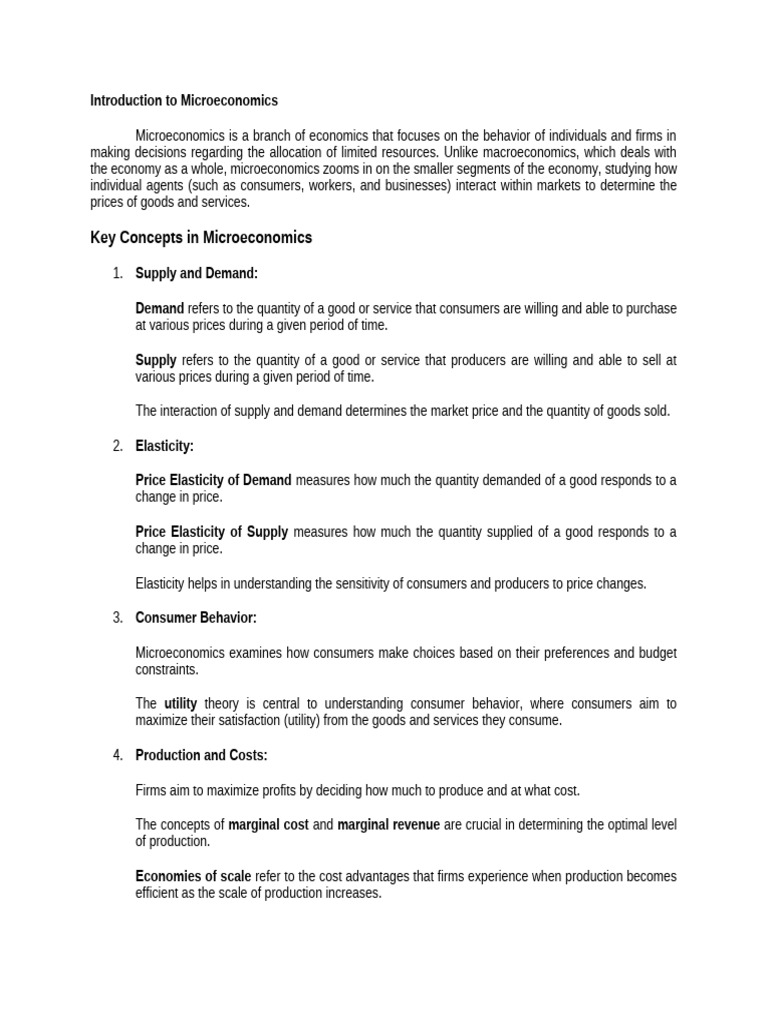 Introduction To Microeconomics | PDF | Microeconomics | Elasticity ...