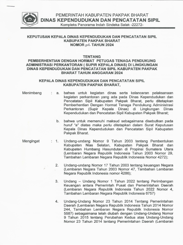 SK Pemberhentian Andi | PDF