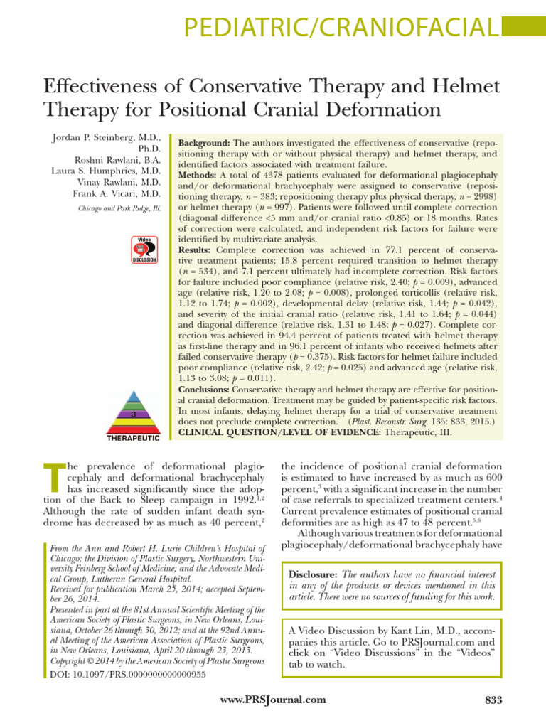2015 - Effectiveness of Conservative Therapy and Helmet Therapy For ...