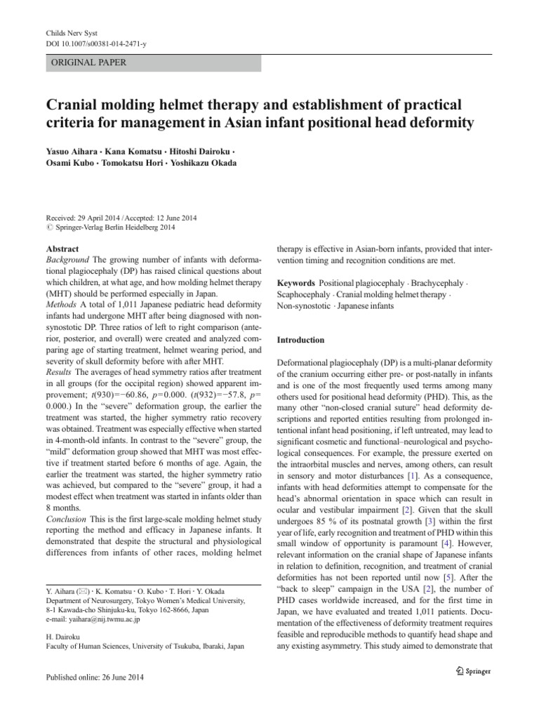 2014 - Cranial Molding Helmet Therapy and Establishment of Practical ...