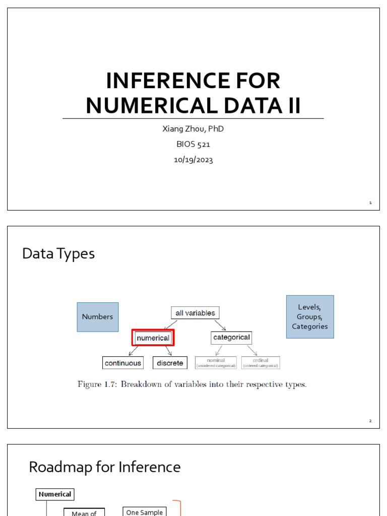 Biostatistics 521 Lecture 14 Inference For Numerical Data Ii Pdf F