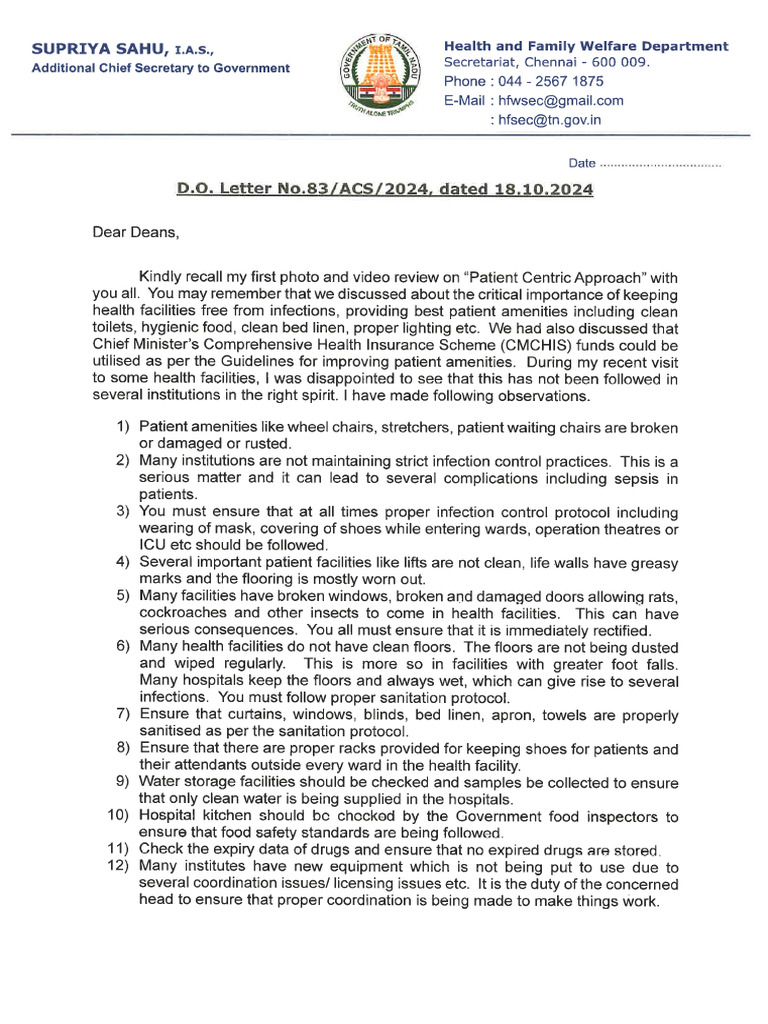 D.O.letter No. 83 - ACS - 2024 Dated18.10.2024 - All Deans | PDF