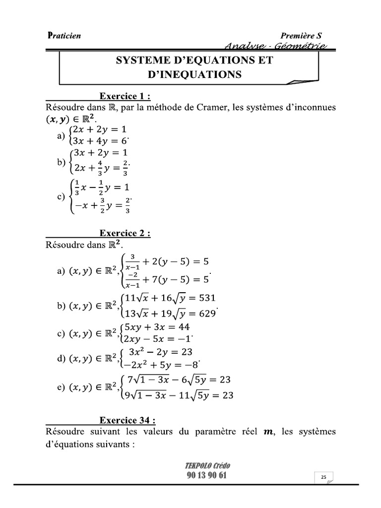 Système D'équation Et Inéquation | PDF