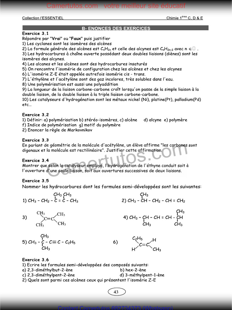 TD Alcène Et Alcyne | PDF