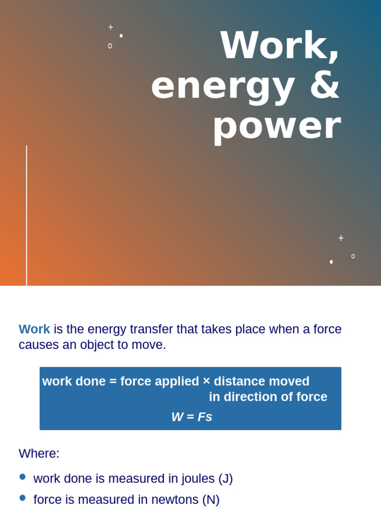 Work, Power & Energy | PDF | Force | Potential Energy