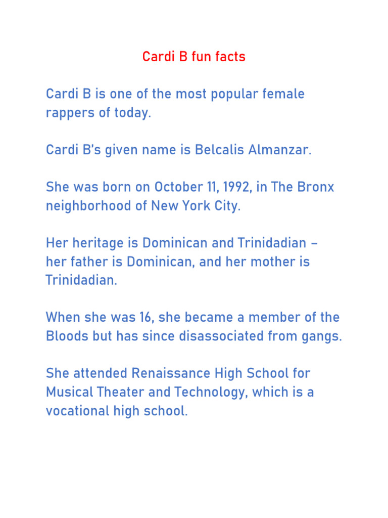 Cardi B Fun Facts | PDF