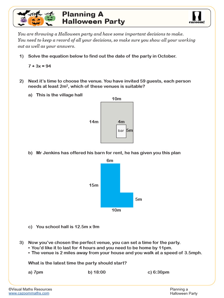 Cazoom Maths. Halloween. Halloween Party | PDF