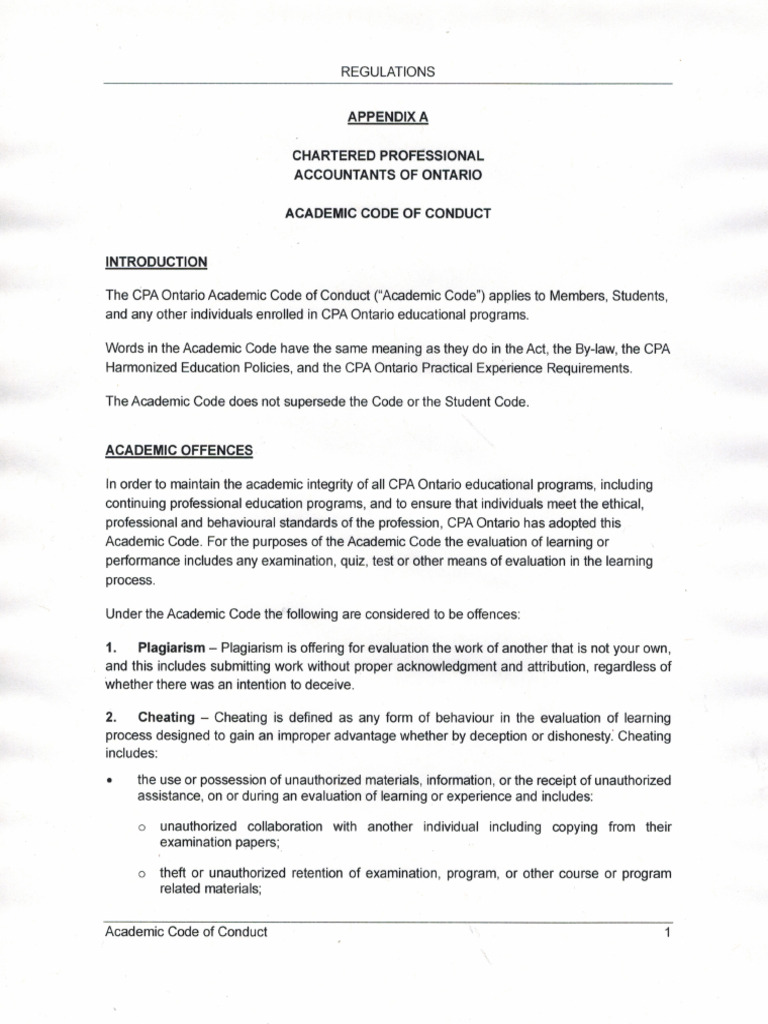 Academic Code of Conduct | PDF