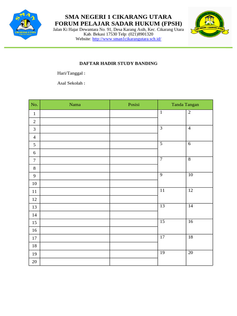 Daftar Hadir Study Banding | PDF