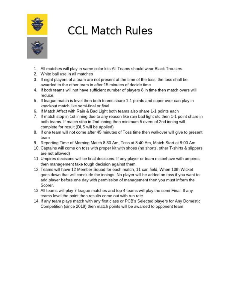 CCL Match Rules | PDF