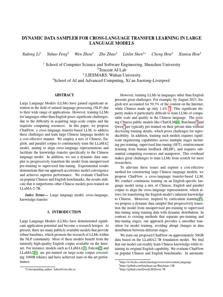 Dynamic Data Sampler For Cross-Language Transfer Learning in Large ...
