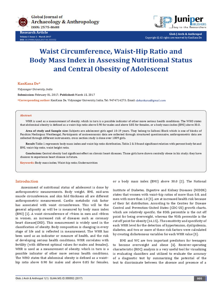 Waist Circumference Waist Hip Ratio and | PDF | Body Mass Index | Waist