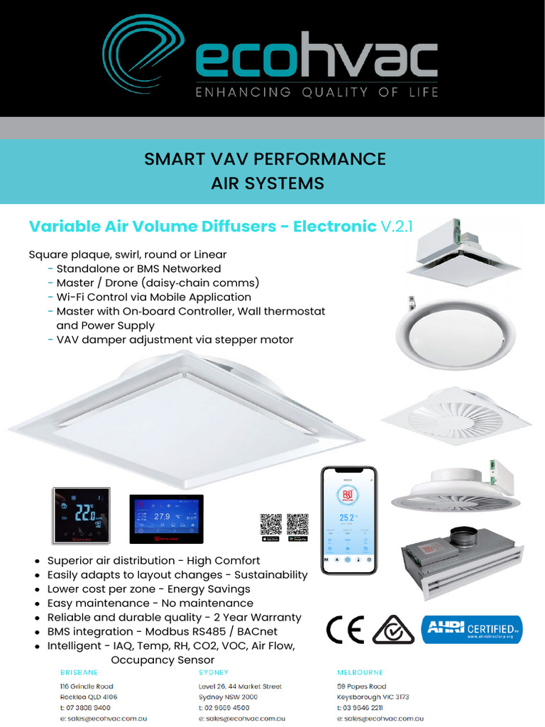 ecoHVAC July - 2024 SVAD.V2.1 Smart VAV Diffusers - Overview | PDF