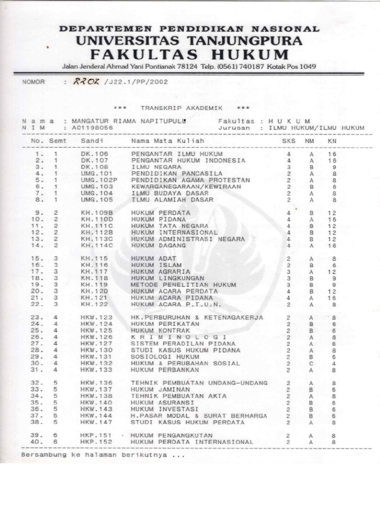 Transkrip Akademik | PDF