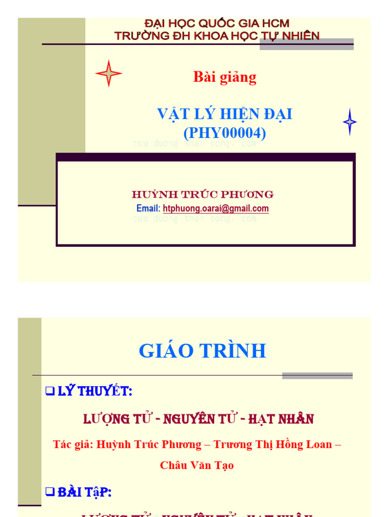 Vat Ly Hien Dai Huynh Truc Phuong Bai Giang VLHD Chuong 1 Tinh Chat Hat Cua Anh Sang ...