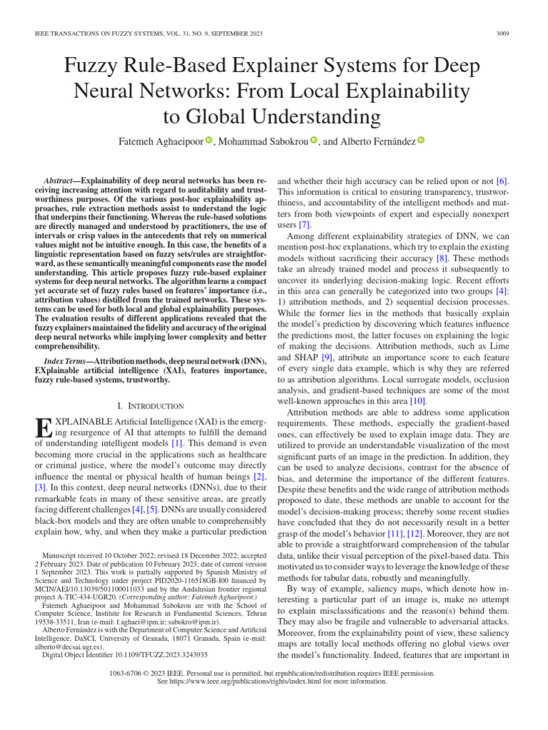 3032 2023-IEEE TFS-Fuzzy Rule-Based Explainer Systems For Deep Neural Networks From Local ...
