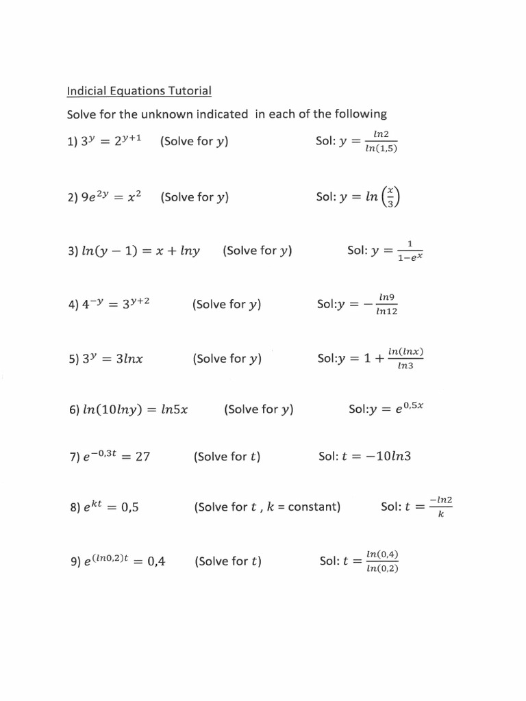 Indicial Equations Tutorial | PDF