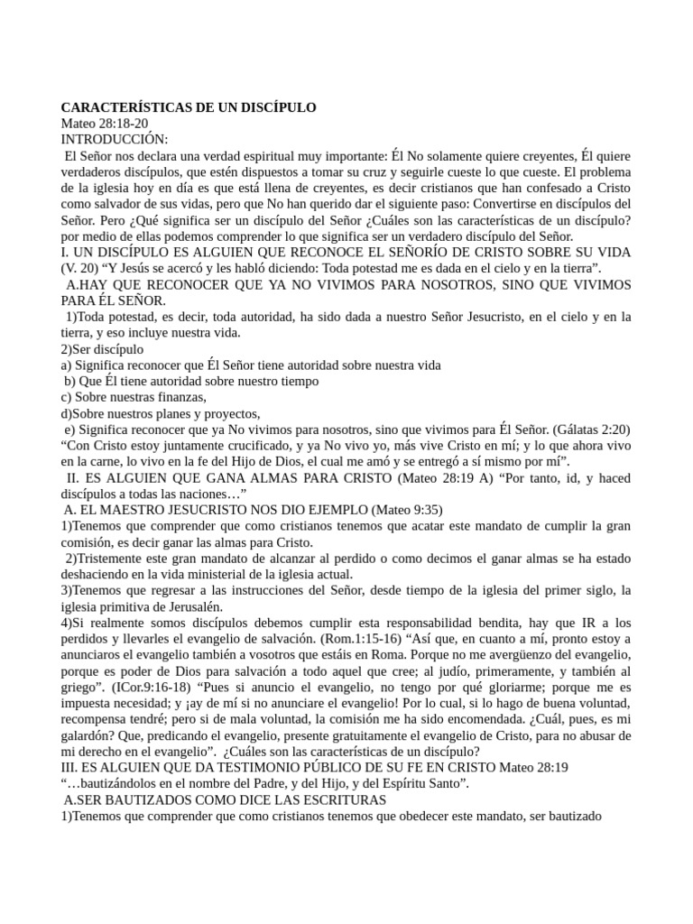 Características de un Discípulo | PDF | Cristo (título) | Evangelio de ...