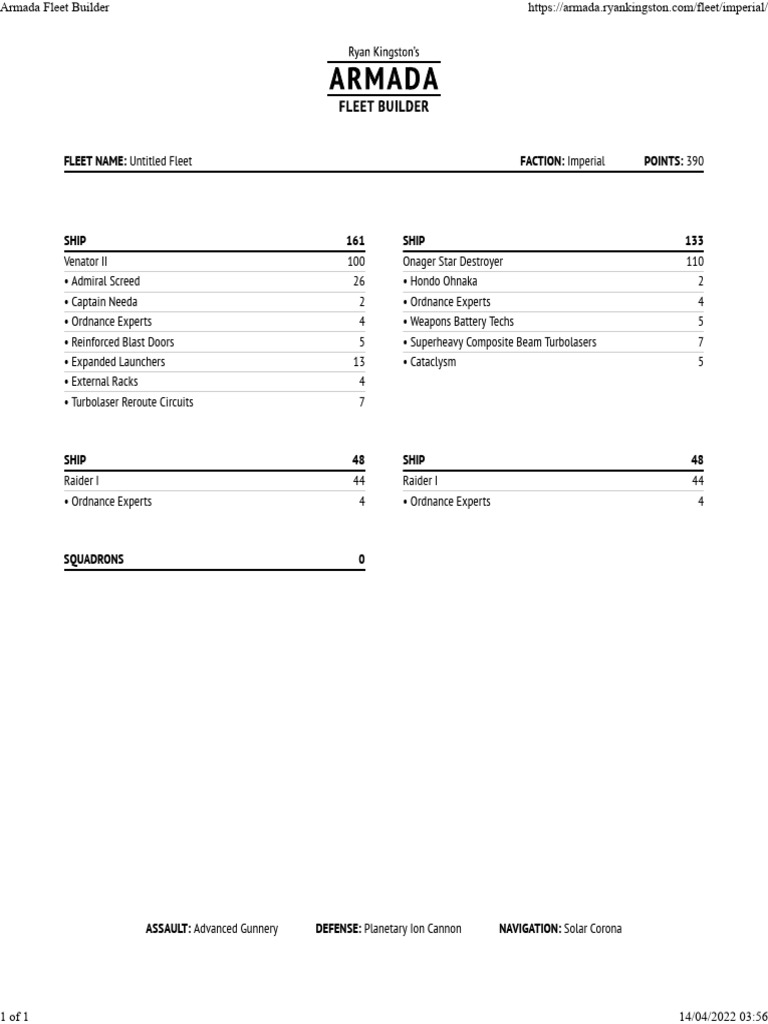 Armada Fleet Builder | PDF