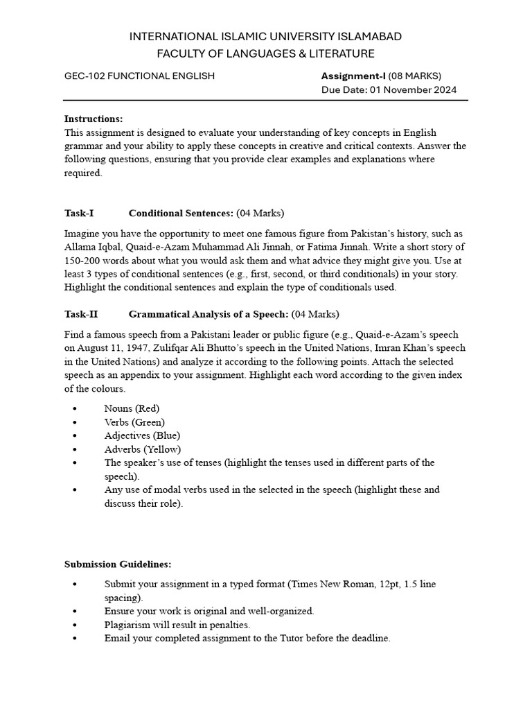 ODL - GEC-102 Functional English - Assignment-I | PDF