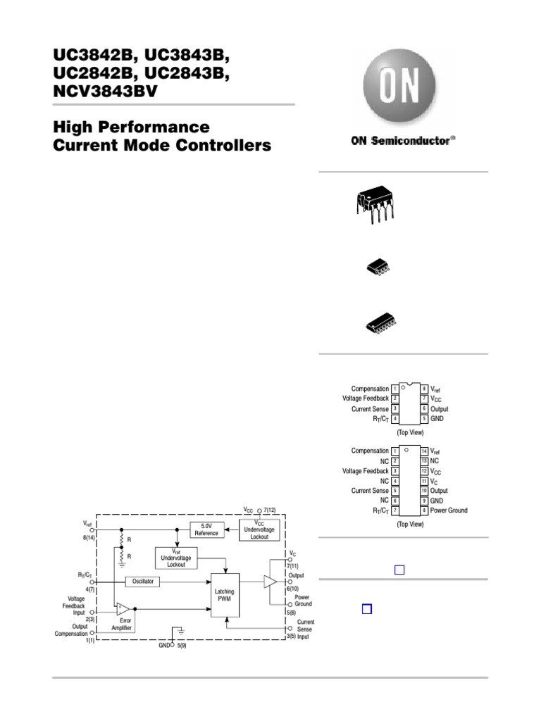 UC3842B, UC3843B, UC2842B, UC2843B, NCV3843BV High Performance Current Mode Controllers | PDF ...