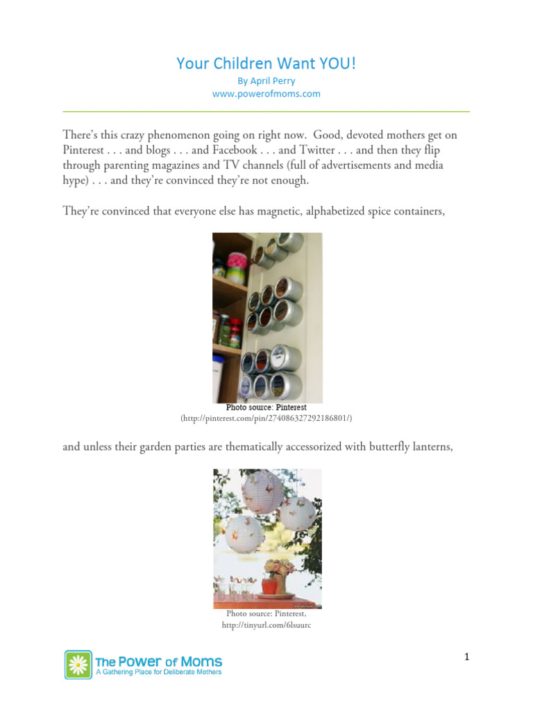 Your Children Want YOU Printable | PDF | Language Arts & Discipline ...