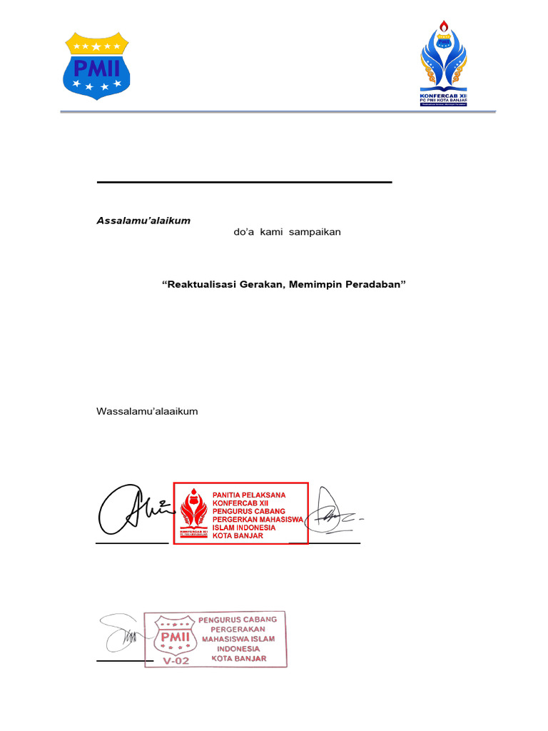 Undangan Hadir PKC PMII Jawa Barat | PDF
