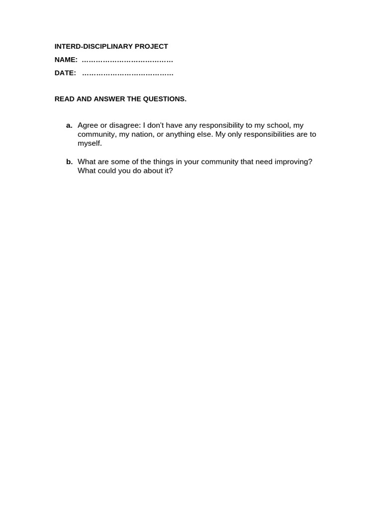 Interd Project | PDF | Social Science | Self-Improvement