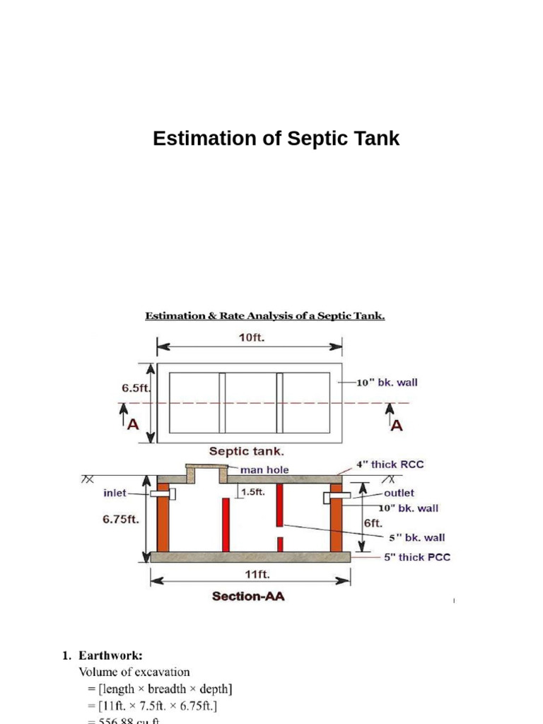 Estimation of Septic Tank | PDF