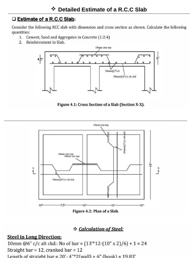 Estimation of RCC Slab | PDF