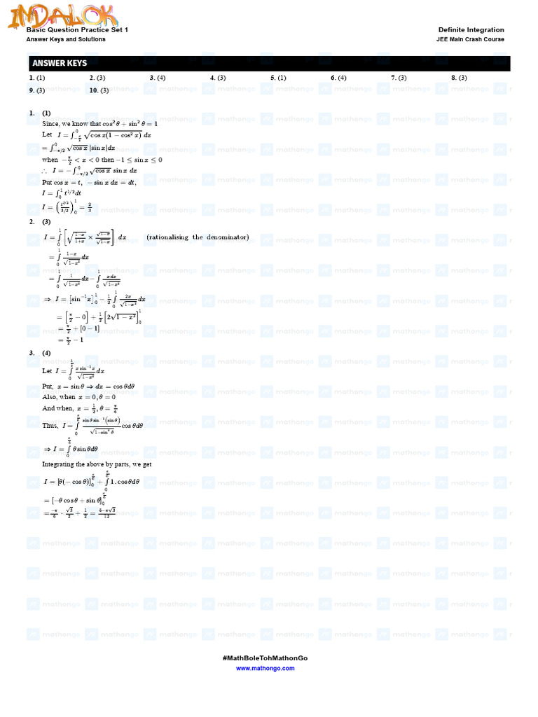 266 Sol - Practice Question Set 1 @IndAlok | PDF | Mathematics 266 Sol - Practice Question Set 1 @IndAlok | PDF | Mathematics