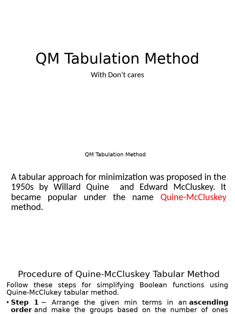 Tabulation Method Without Dontcare | PDF | Theory Of Computation ...