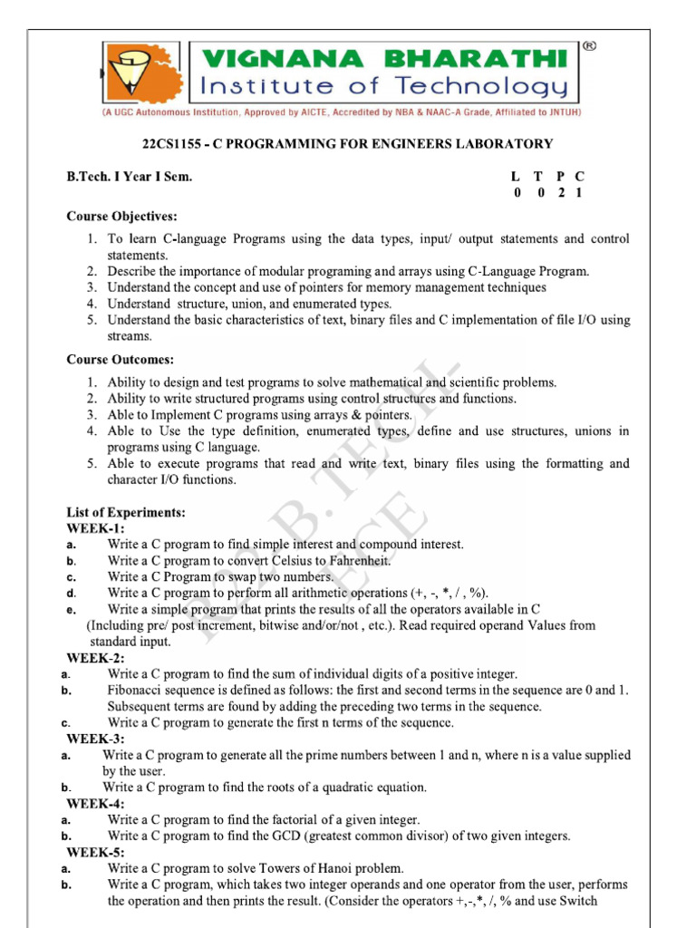 C Prog Lab ECE | PDF