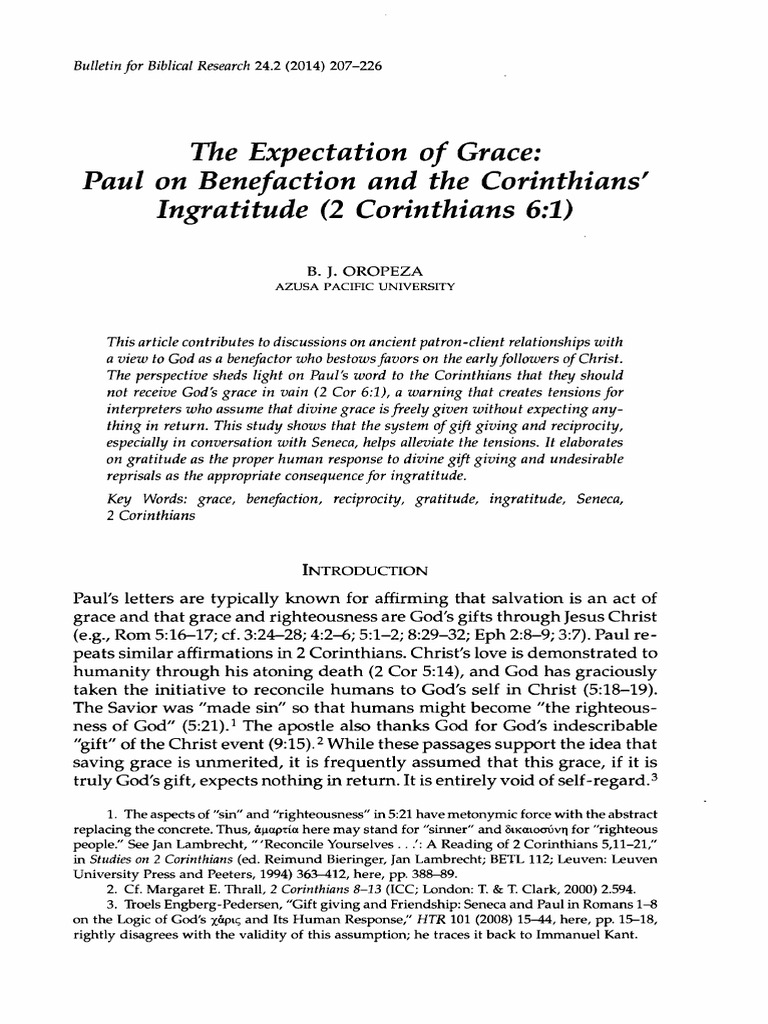 Paul's Warning on Grace and Ingratitude | PDF | Paul The Apostle ...
