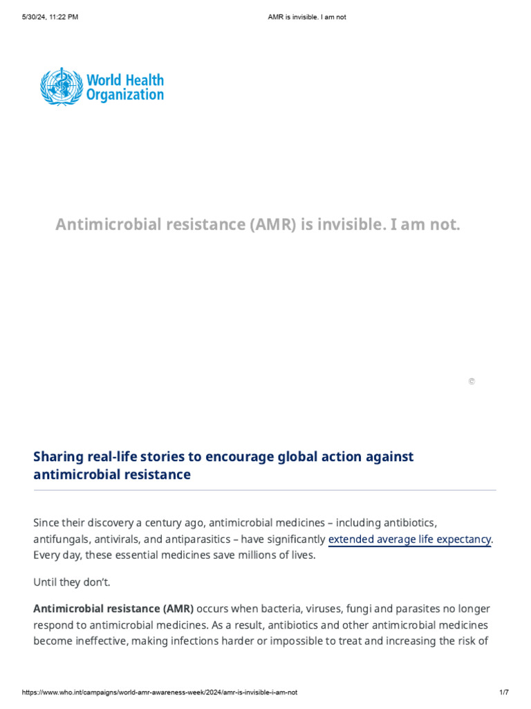 AMR Is Invisible. I Am Not | PDF | Antimicrobial Resistance | Epidemiology