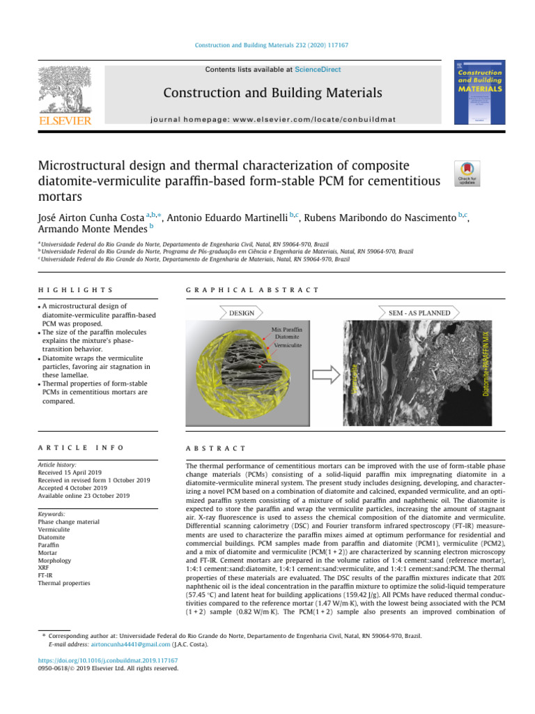 Diatomite-Vermiculite PCM for Mortars | PDF | Differential Scanning Calorimetry | Alkane
