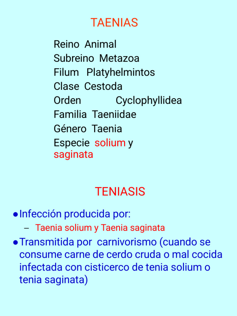 Tema 9 y 10 Taenias-1 | PDF | Enfermedades y trastornos ...
